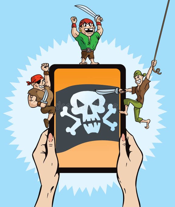 Pirate Tablet hack stock illustration. Illustration of attacking - 40246137