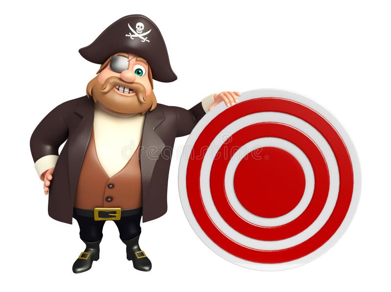 Pirate with Target sign stock illustration. Illustration of character ...