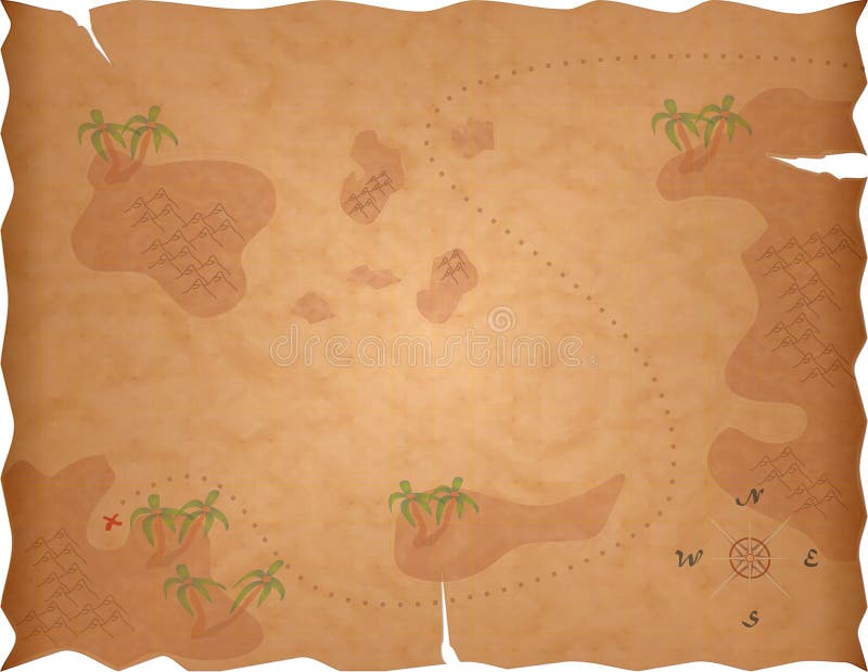 Pirates Parchment Treasure Map Isolated with Stock Illustration ...