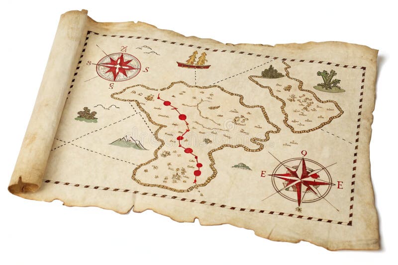 Pirate Treasure Map Isolated on White with Clipping Path Stock ...