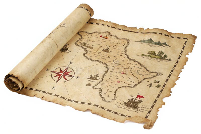 Pirate Treasure Map Isolated on White with Clipping Path Stock ...