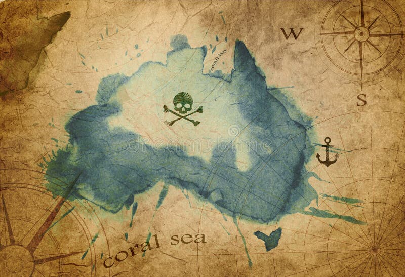 Pirate treasure map stock illustration. Illustration of weathered ...