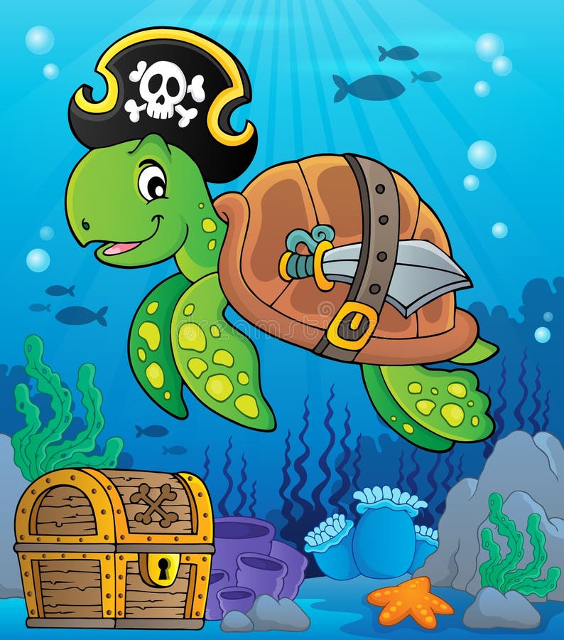 Pirate Turtle Theme Image 2 Stock Vector - Illustration of thematic ...
