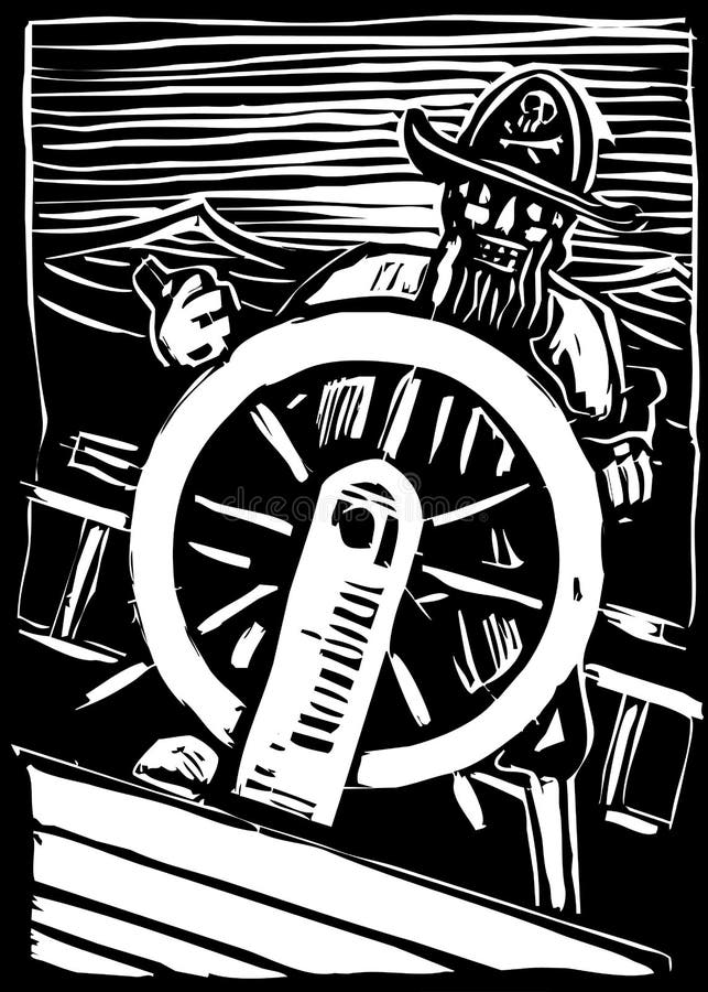 Pirate at the Wheel stock vector. Illustration of ocean - 18728663