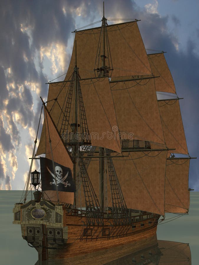 Piraten-Boot stock abbildung. Illustration von strichleiter - 5168452