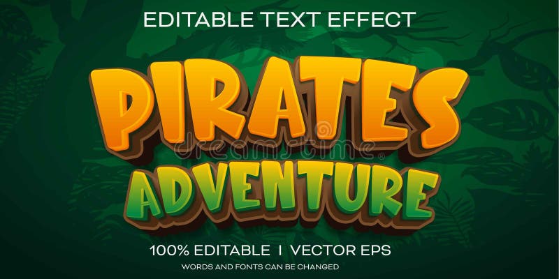 Pirates Adventure Vector 3d Text Effect with Modern Style Design Stock ...