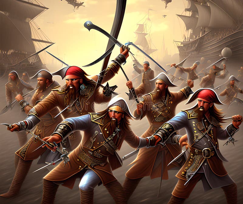 Pirates Attack, Generative AI Illustration Stock Illustration ...