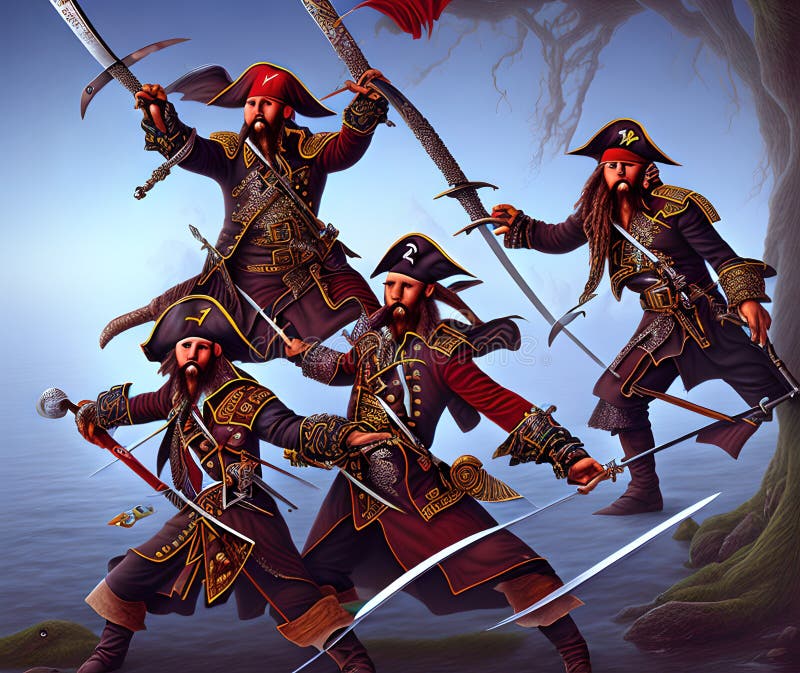 Pirates Attack, Generative AI Illustration Stock Illustration ...