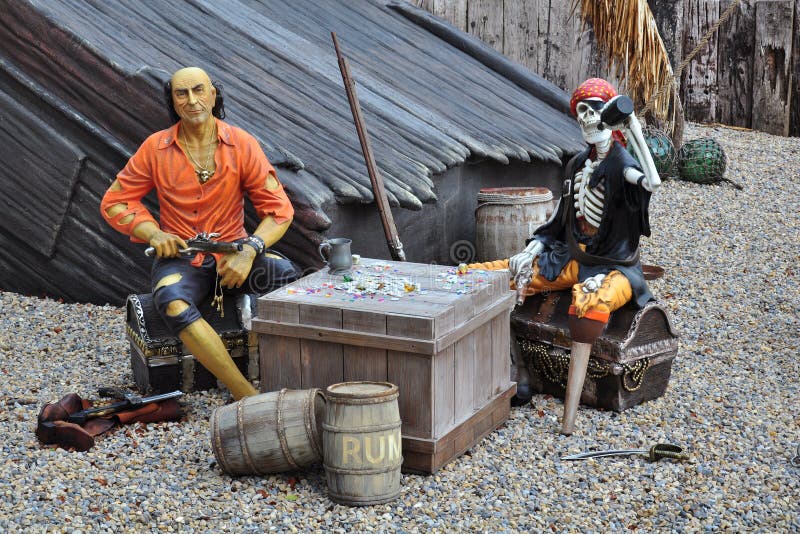Pirates on Broken Ship, Treasure Chest, Skeleton Editorial Image ...