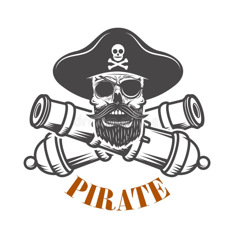 Pirates. Emblem Template with Swords and Pirate Skull. Design Element ...