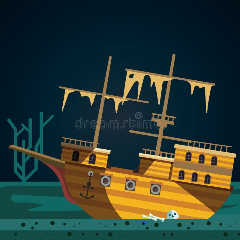 Pirates Ghost Ship Cartoon Vector Illustration Stock Vector ...