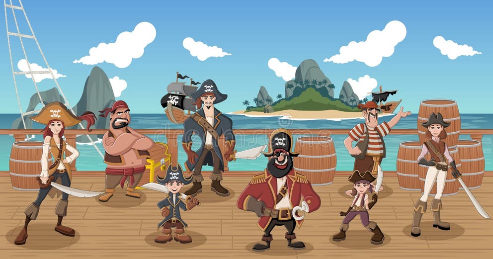 Group Cartoon Pirates Stock Illustrations – 177 Group Cartoon Pirates ...