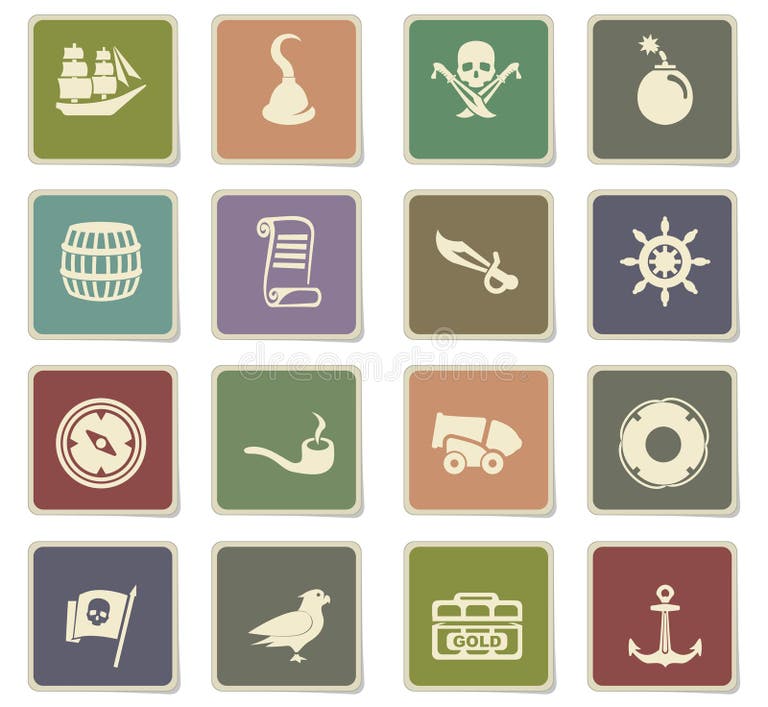 Pirates icon set stock illustration. Illustration of anchor - 89866139