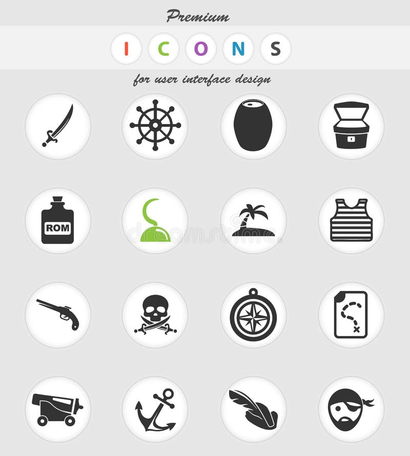 Pirates icon set stock vector. Illustration of barrel - 123029518