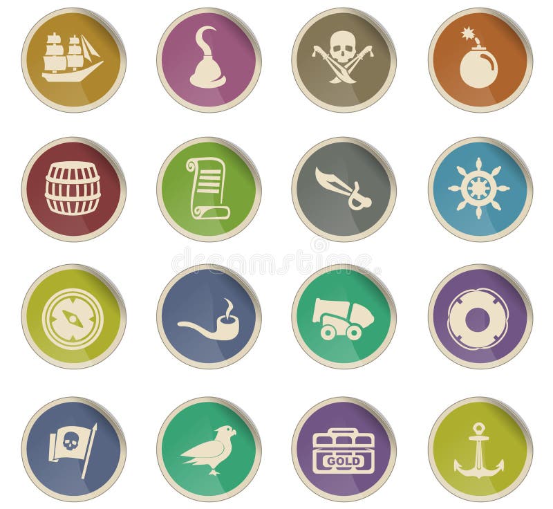 Pirates icon set stock vector. Illustration of falcon - 123508608