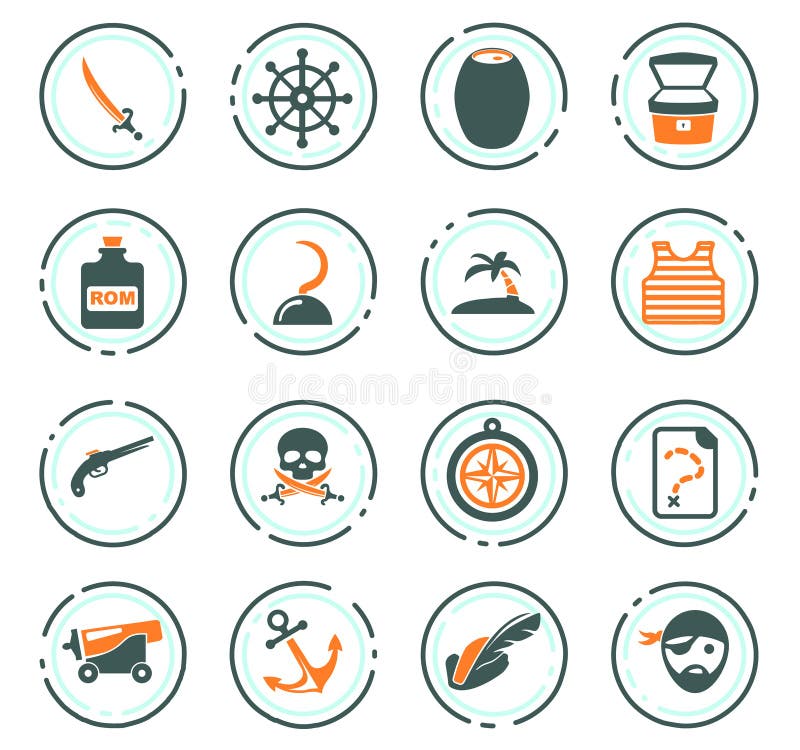 Pirates icons set stock vector. Illustration of sword - 155376277