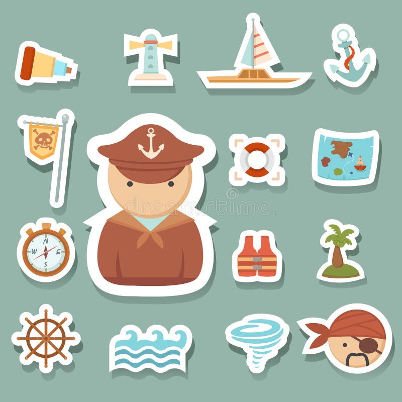 Pirates icons stock vector. Illustration of helm, cannon - 45905628