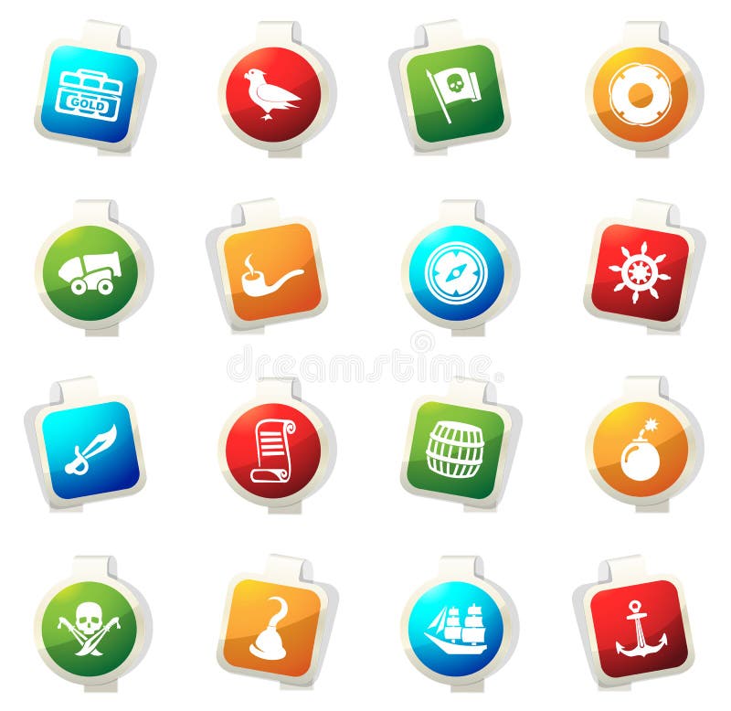 Pirates icons set stock illustration. Illustration of silhouette - 89236179