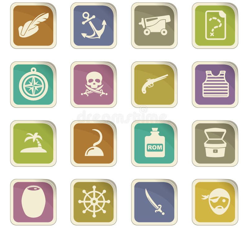 Pirates icons set stock illustration. Illustration of island - 89210571