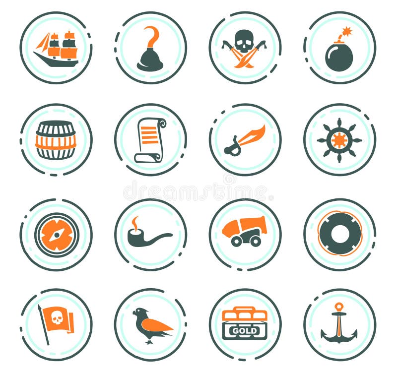 Pirates icons set stock vector. Illustration of party - 155375841