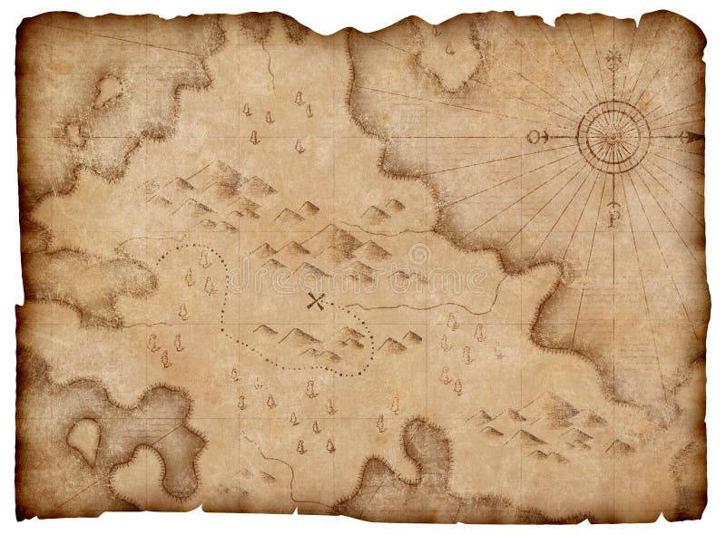 Pirates Map with Treasures Path Mark Isolated Stock Illustration ...