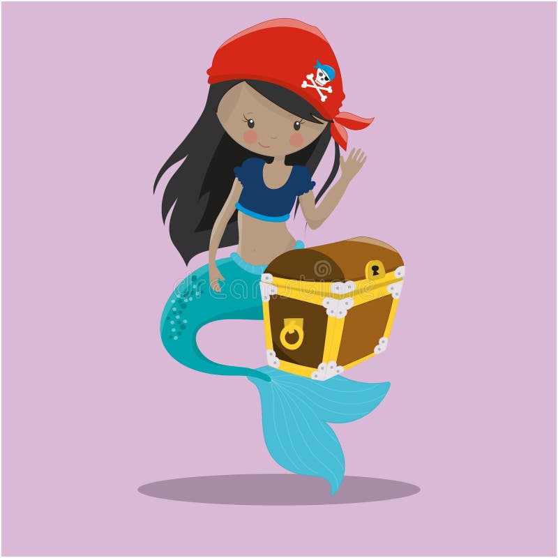 Pirates Mermaid with Chest 21 Stock Vector - Illustration of cartoon ...