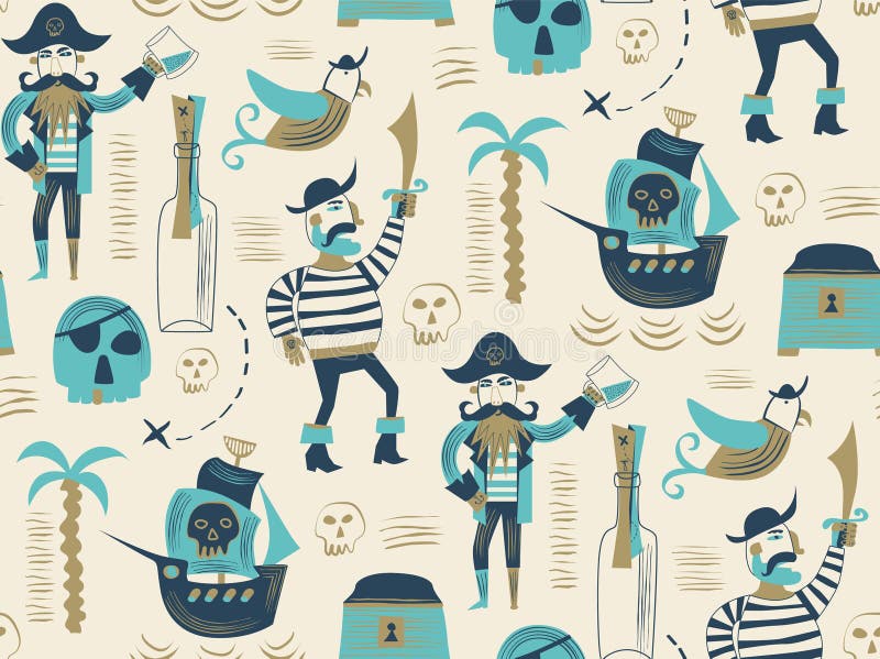 Pirates Pattern Seamless Design Illustration Stock Vector ...