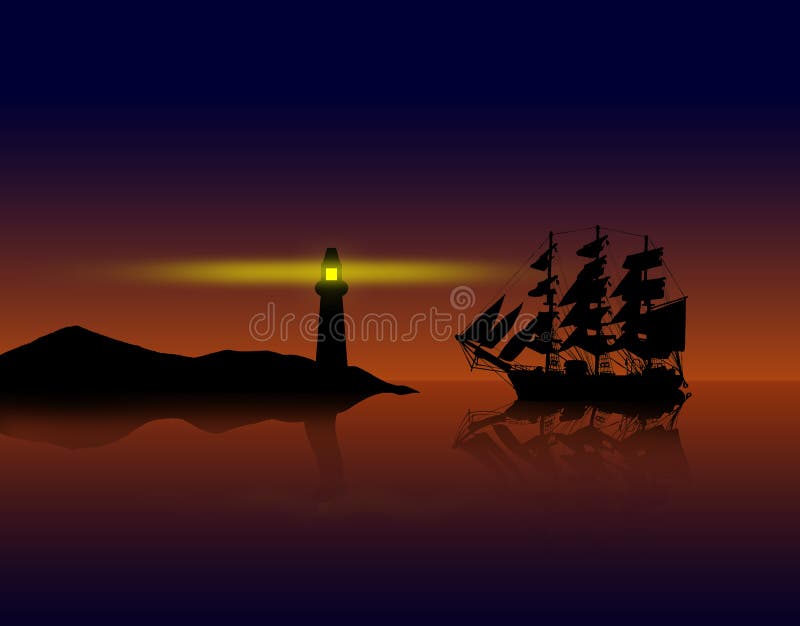 Pirate and Lighthouse and Sea Captain, Marine Sailor, Nautical Travel ...