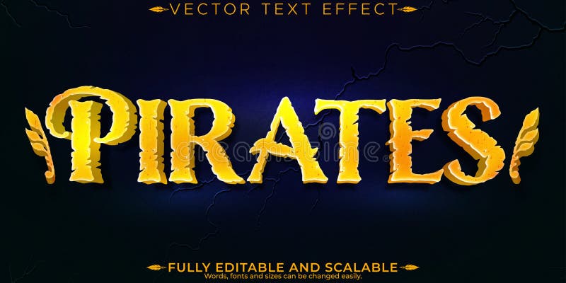 Pirates Text Effect, Editable Cartoon and Comic Text Style Stock Vector ...