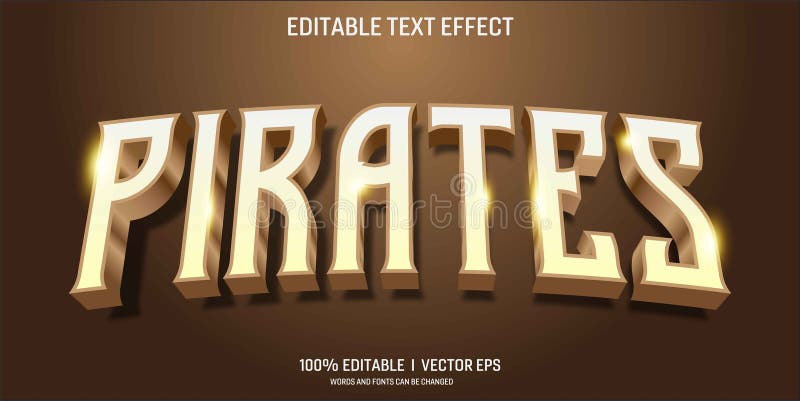 Editable Pirates Vector 3d Text Effect with Modern Style Design Stock ...