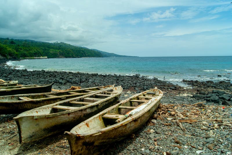 Pirogue boats at the beach stock photo. Image of pirogue - 236694810