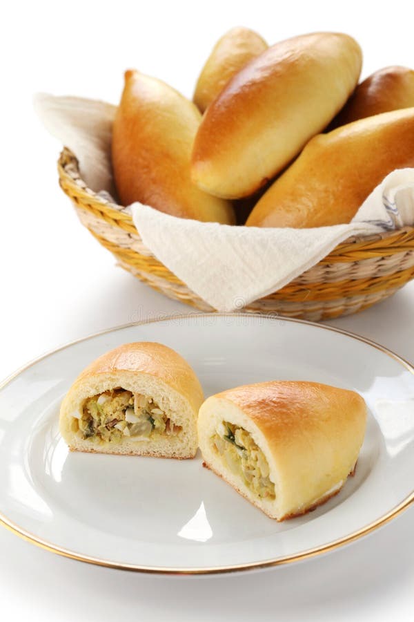 Piroshki Stuffed with Cabbage and Eggs Stock Image - Image of close ...