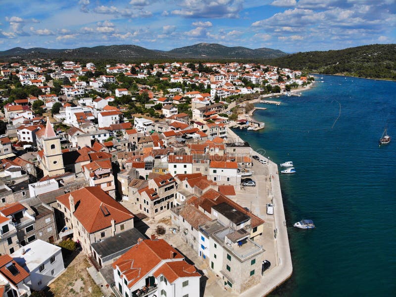Pirovac, Croatia stock image. Image of drone, summertime - 263341909