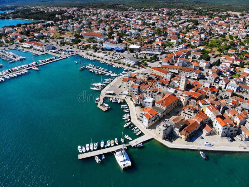 Pirovac Harbor Town, Croatia Stock Photo - Image of drone, dalmatia ...