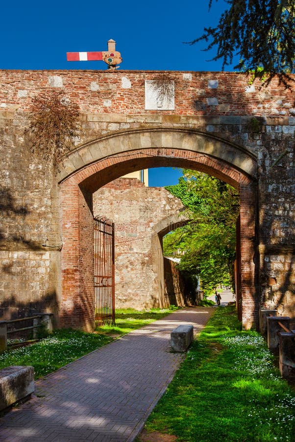 Pisa ancient walls stock image. Image of gateway, attraction - 267896999