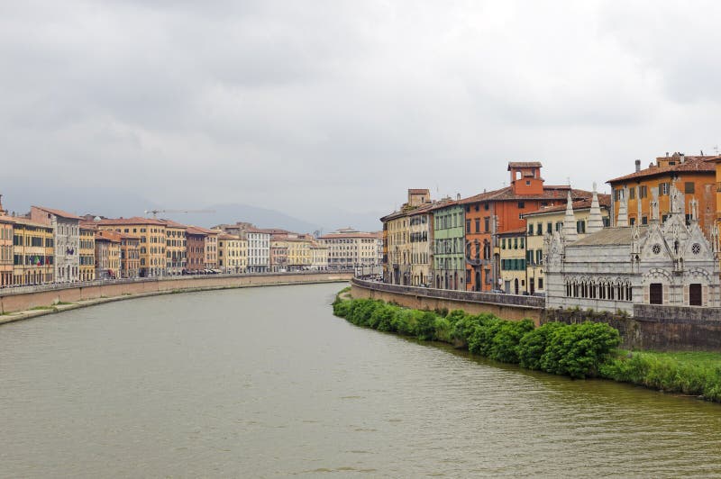 Pisa and the Arno river stock image. Image of cityscape - 21124097