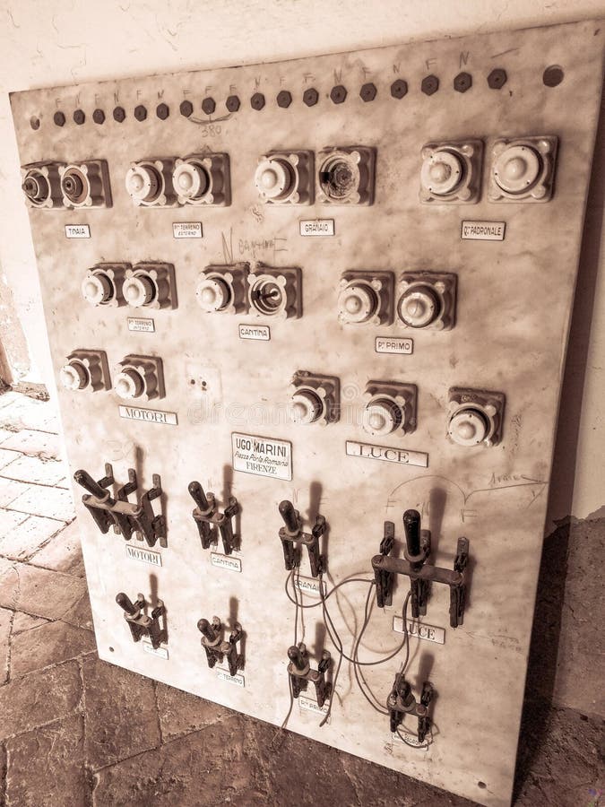 Pisa - May 25, 2019 - Old Electrical Panel with Various Levers and ...