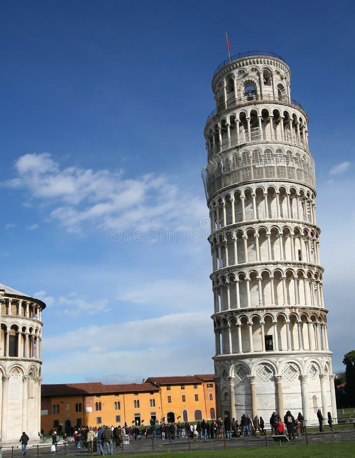 Leaning Tower with Tourists Stock Image - Image of leaning, important ...