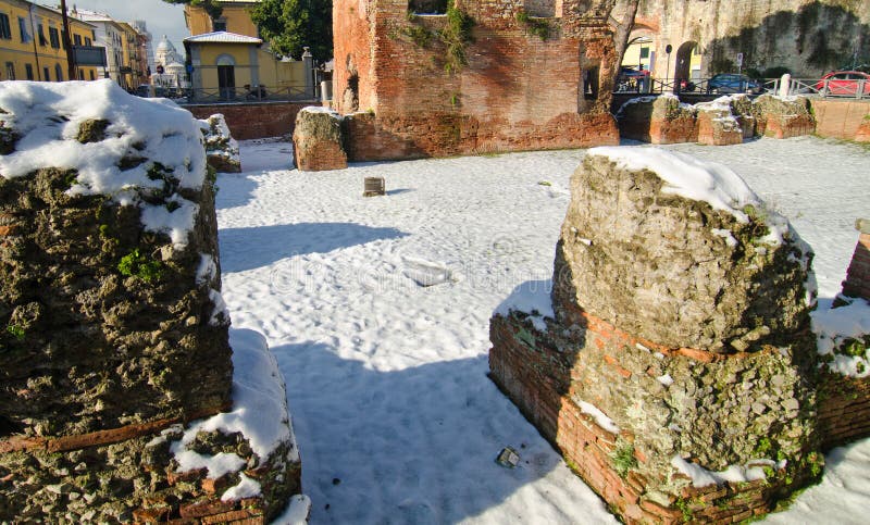 Pisa after a Snowstorm stock photo. Image of exterior - 112774616