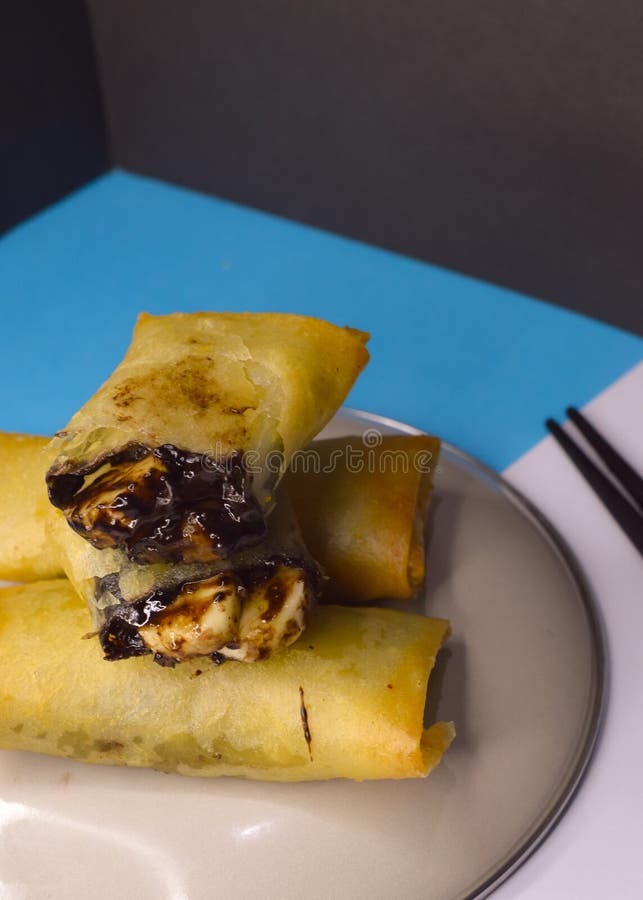 Pisang Coklat or Chocolate Banana Spring Rolls Stock Photo - Image of ...