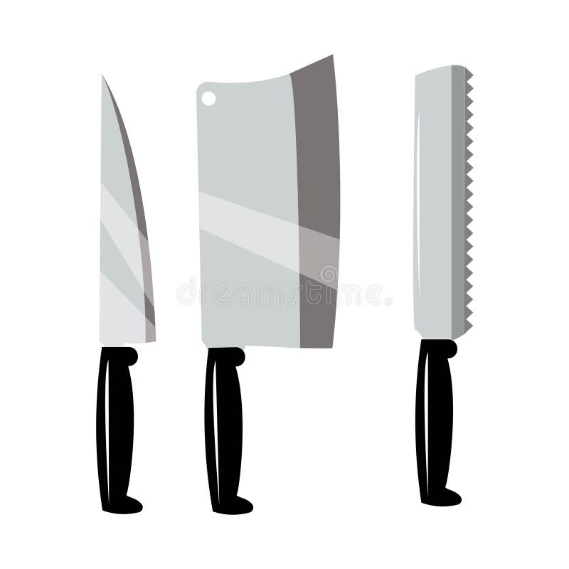 Icon Vector Logo a Set of Bread Knife Butcher Knife Kitchen Knife Stock ...