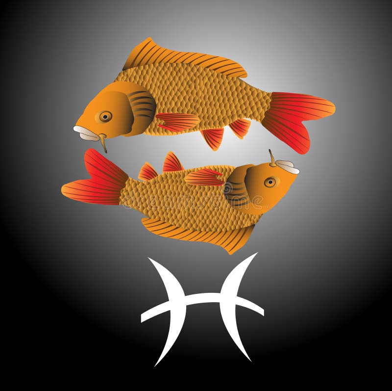Zodiac Pisces. Two Fish, Symbol of Yin and Yang Stock Vector ...