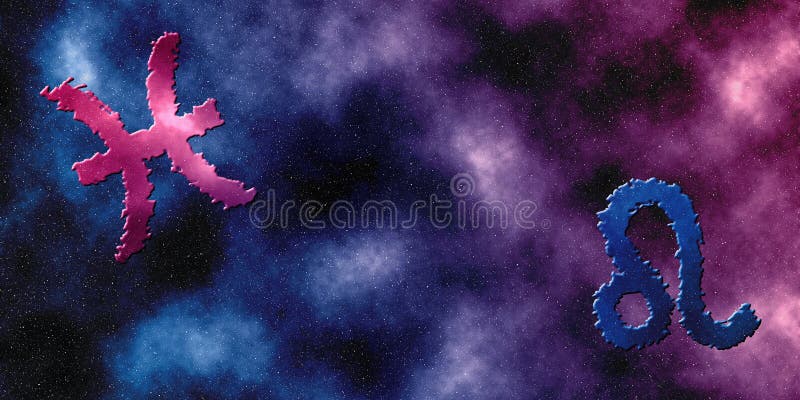 Pisces and Leo Compatibility Stock Illustration - Illustration of ...