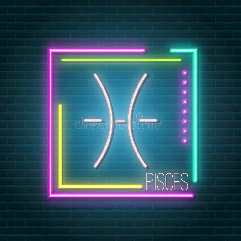 Pisces neon sign stock vector. Illustration of astronomy - 142303834