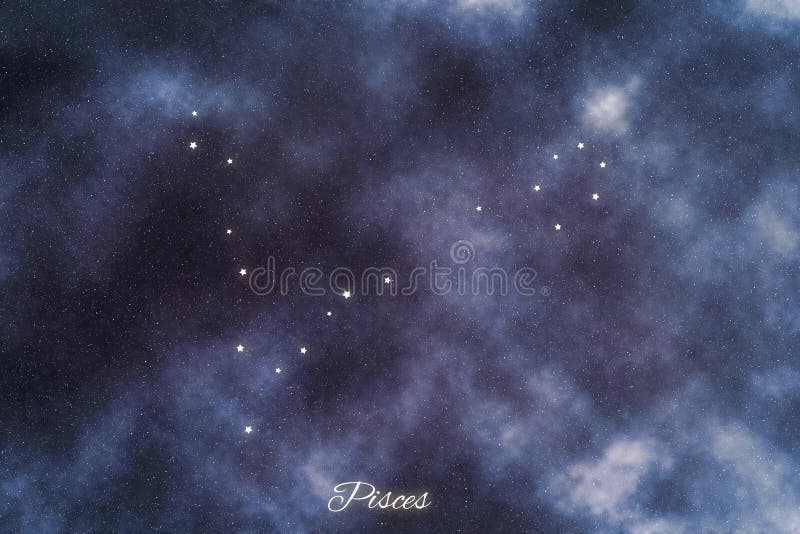 Pisces Star Constellation, Brightest Stars , Fishes Constellation Stock ...
