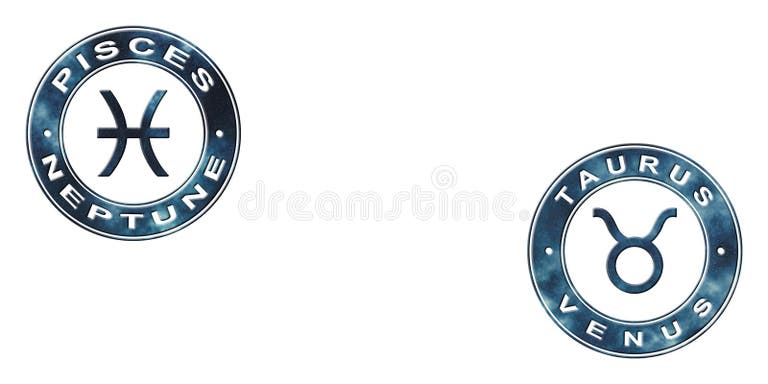 Pisces and Taurus Compatibility Stock Illustration - Illustration of ...