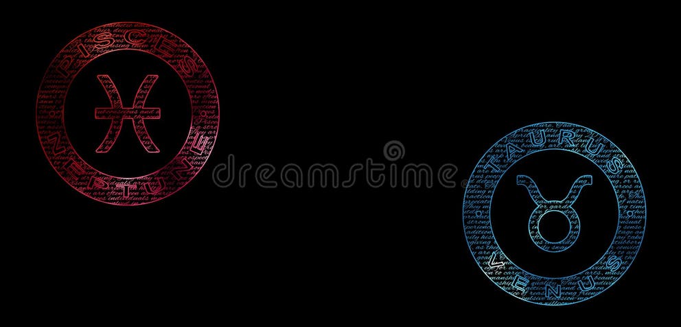 Pisces and Taurus Compatibility Stock Illustration - Illustration of ...