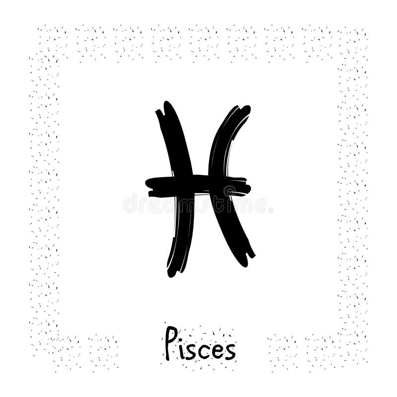 Pisces Vector Zodiac Sign, Hand Drawn with Ink Brush Stock Vector ...