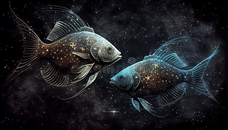 Pisces Zodiac Constellation, Astrology, Astronomy Fish. AI Generated ...