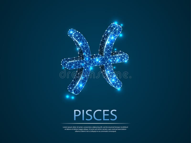 Pisces Zodiac 3D Low Poly Abstract Illustration . Vector Digit ...